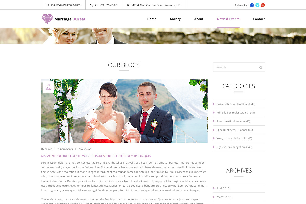 Marriage Bureau PSD Website Template, a Websites & App Template by ...