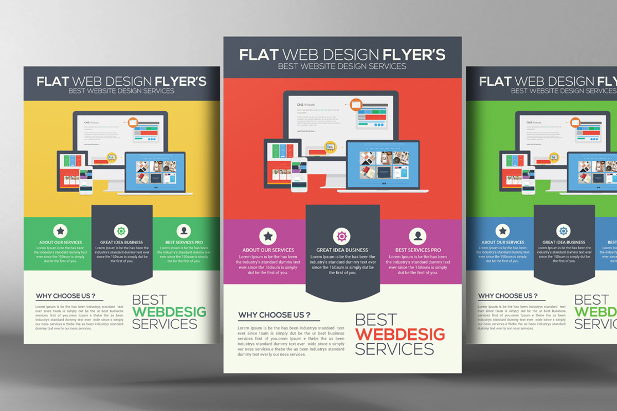 Flat Website Design Flyer, a Flyer Template by graphicforest