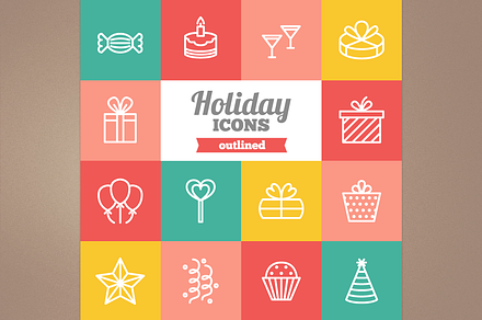 Circle holiday icons | Outline Icons ~ Creative Market