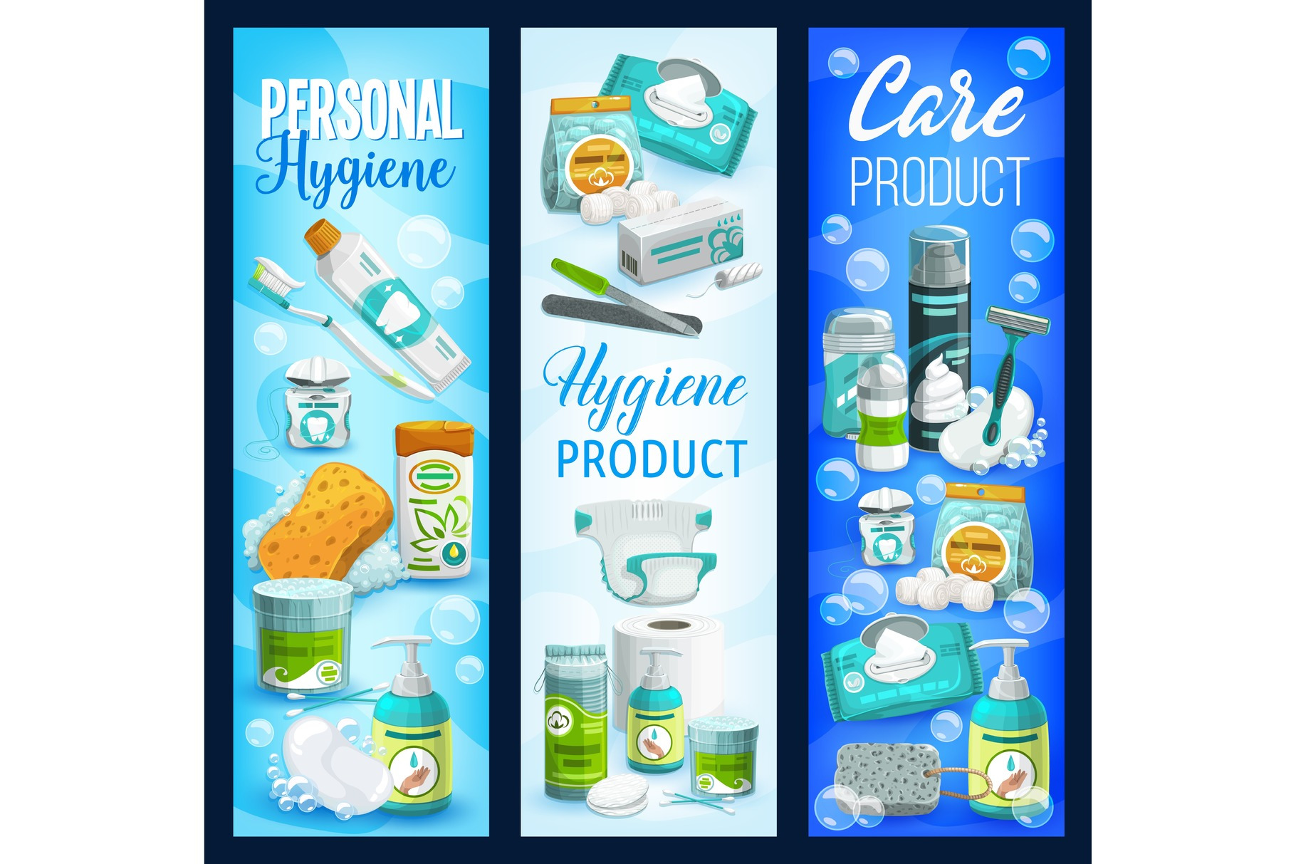 Hygiene and care products, a Healthcare Illustration by Vector Tradition