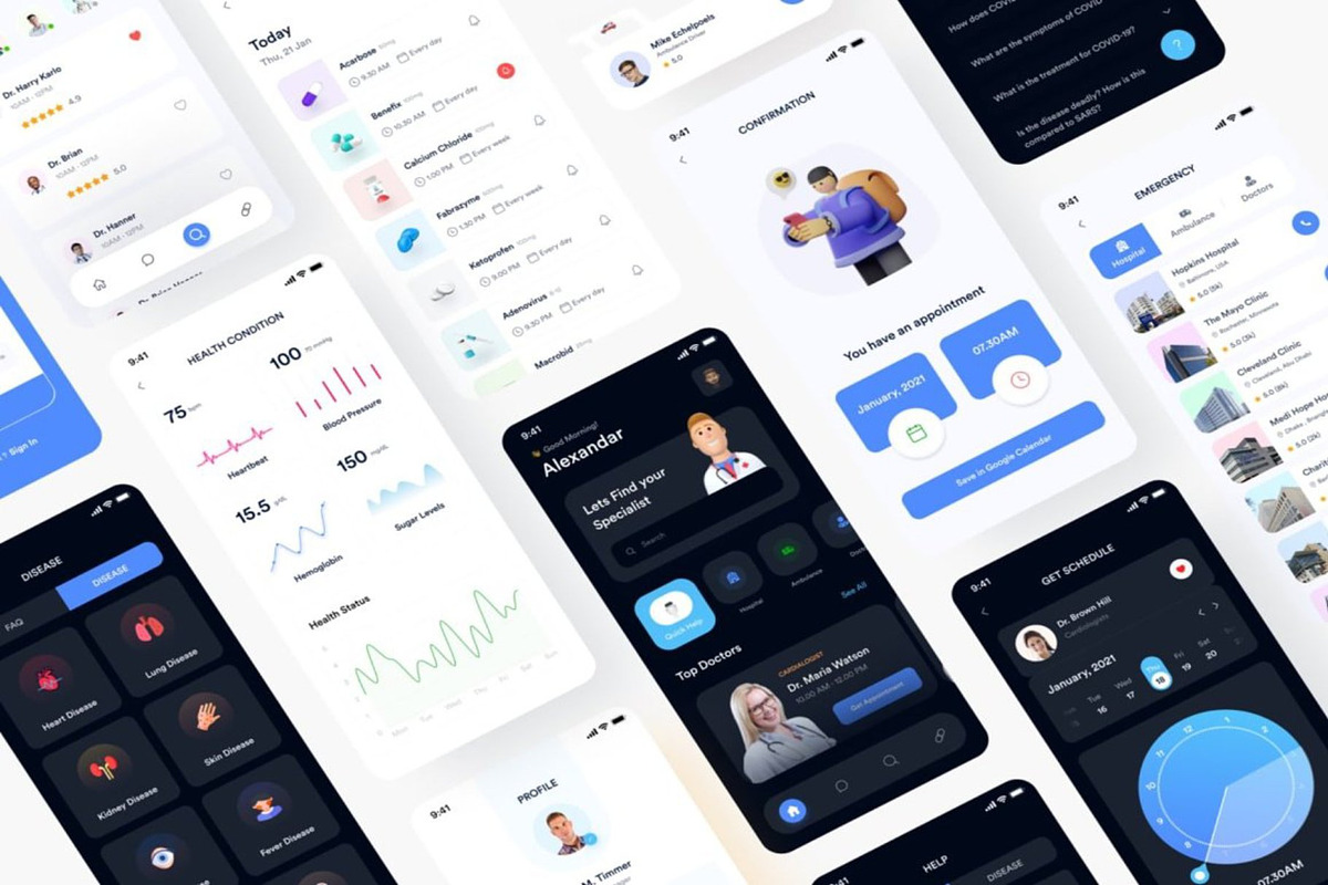 eMade - Medical App iOS UI Kit, an UI Kit Template by Digital_Fantasies
