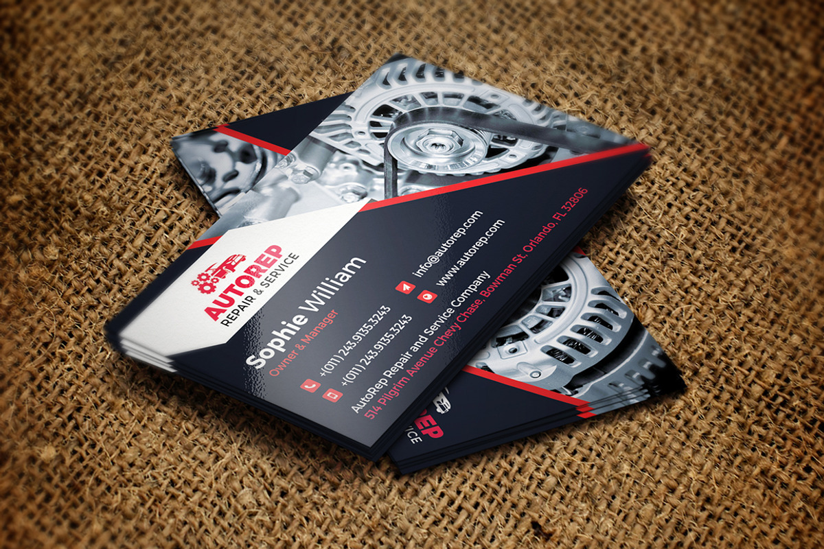 Auto Repair Business Card Template, a Business Card Template by GraphicsEgg
