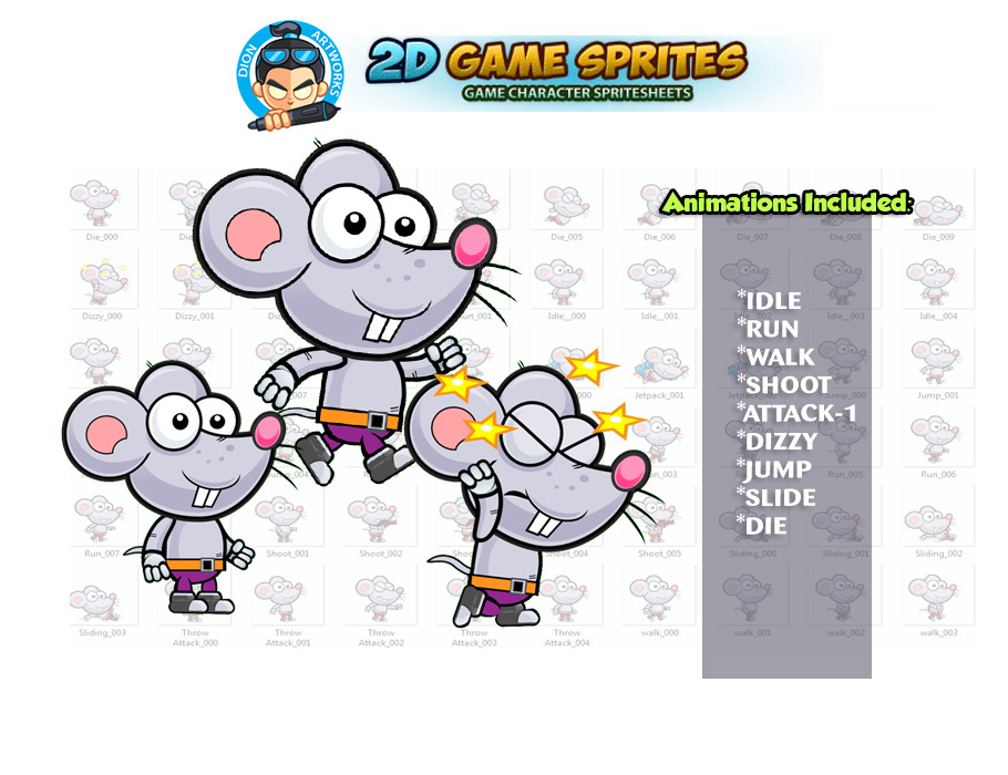 Rat 2D Game Sprites, an Illustration by DionArtworks | Creative Market