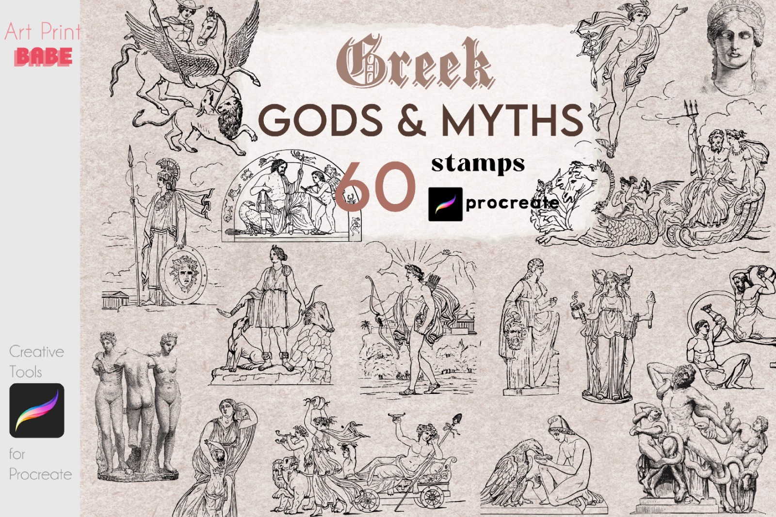 Procreate Gods & Myths Stamp Greek | Creative Market