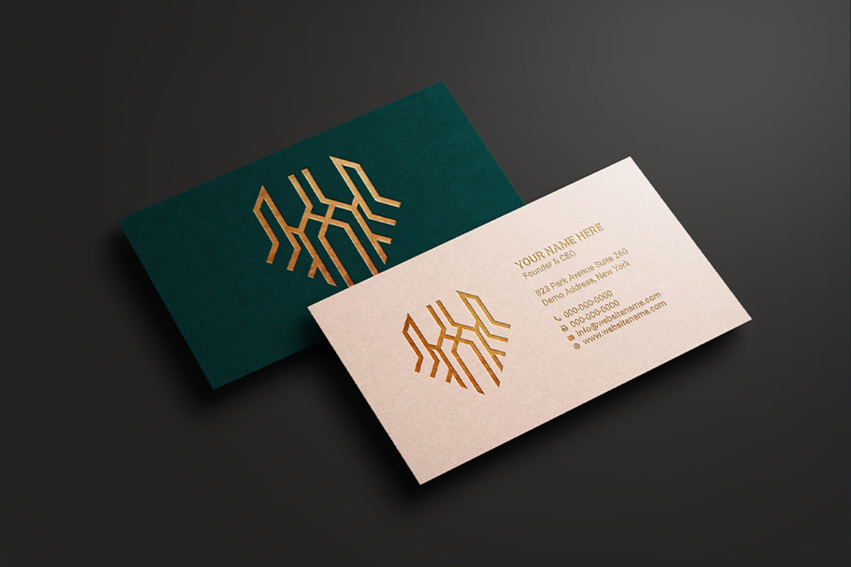20 Gold Foil Business Card Mockup