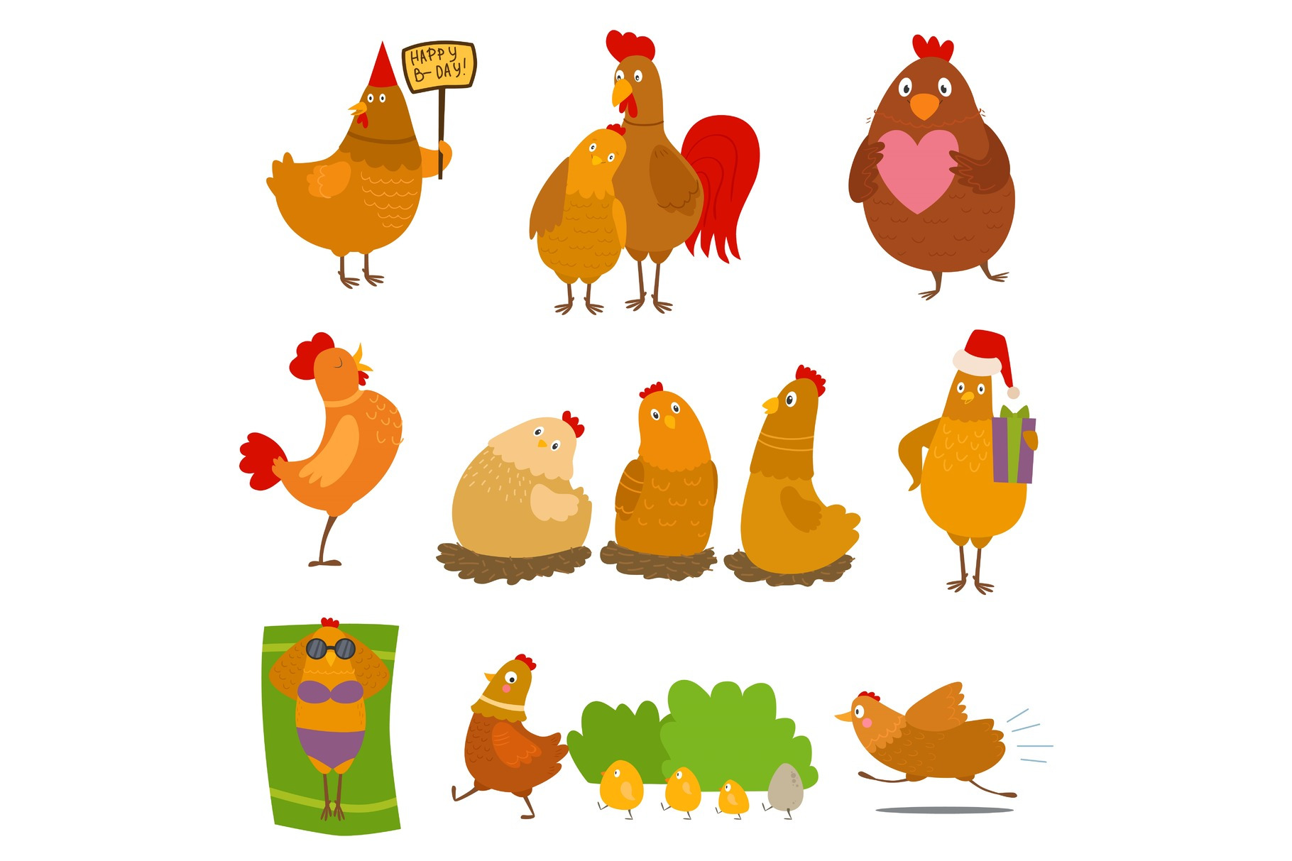 Chicken vector cartoon chick character on happy birthday party or ...