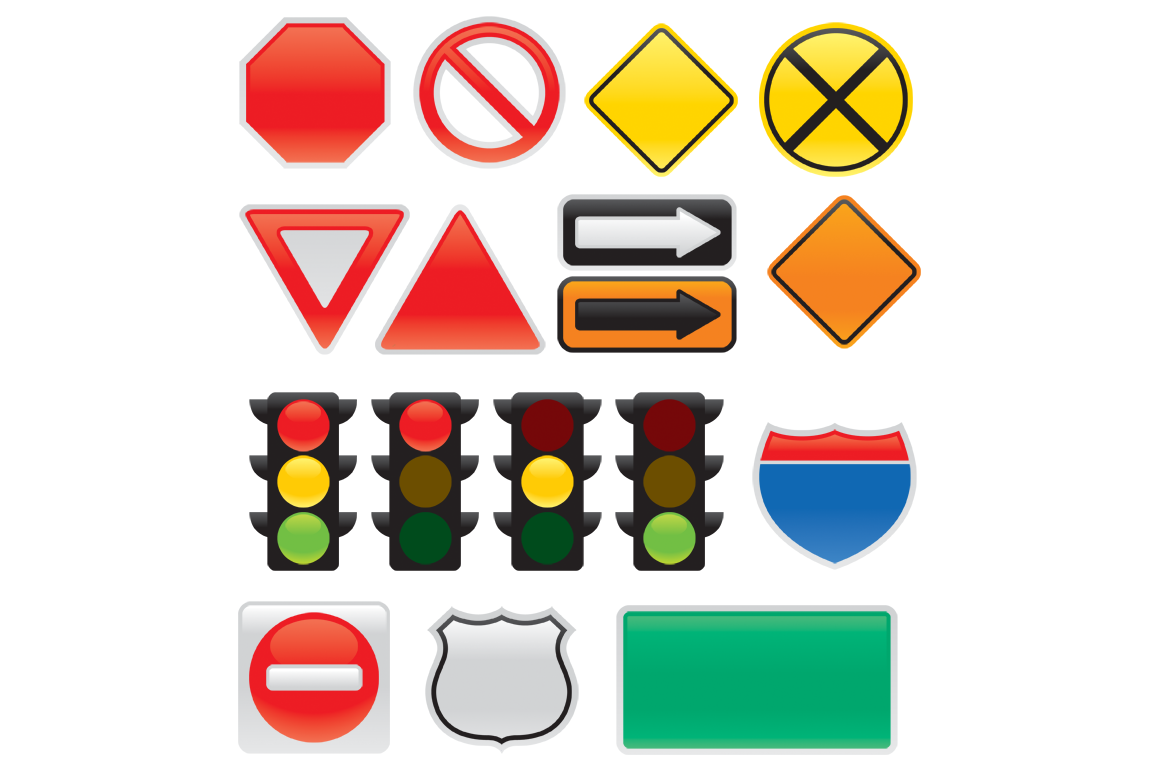 Map And Traffic Signs And Symbols, an Icon by Schwegel Illustration