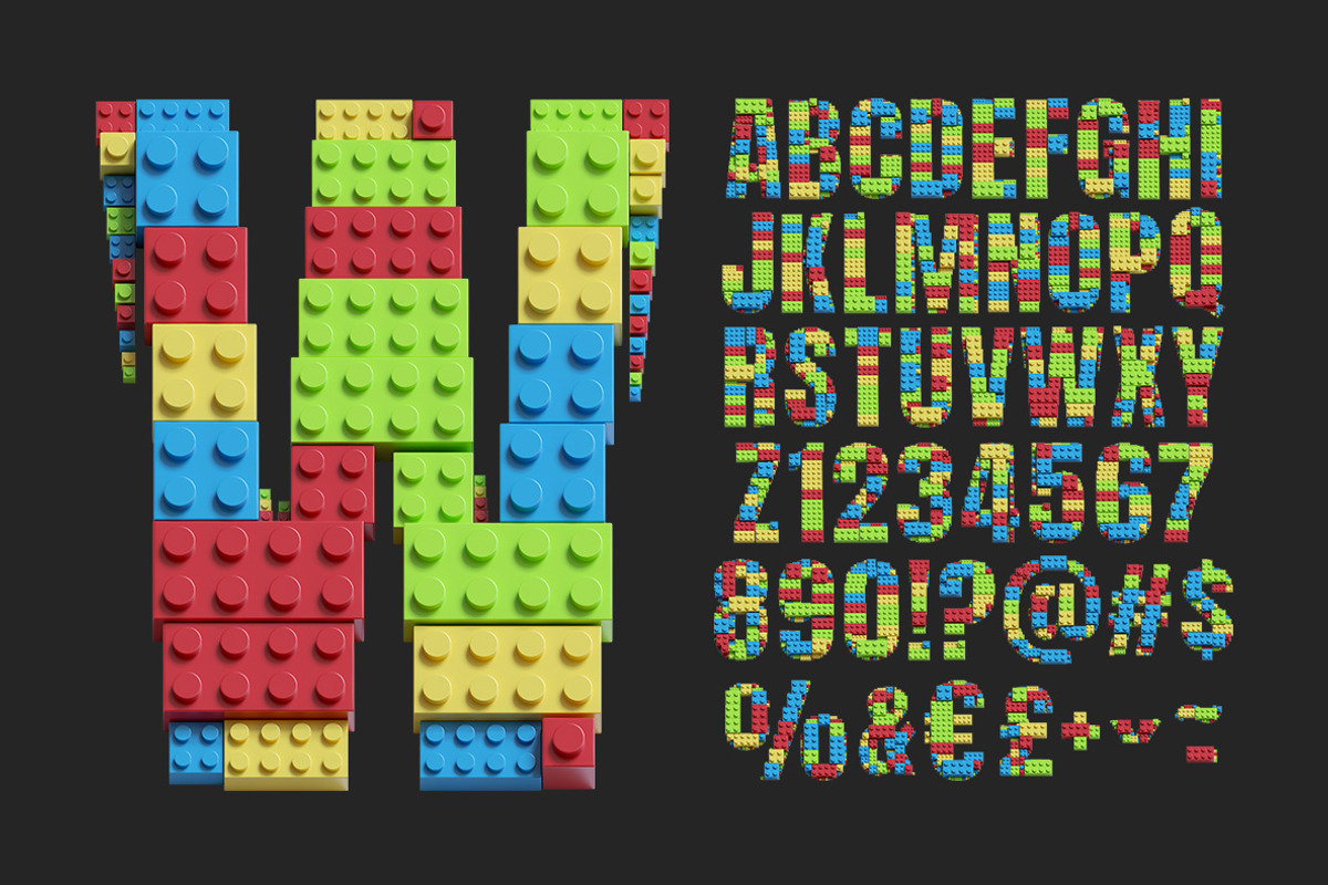 Lego Bricks Font, a Font by Handmadefont