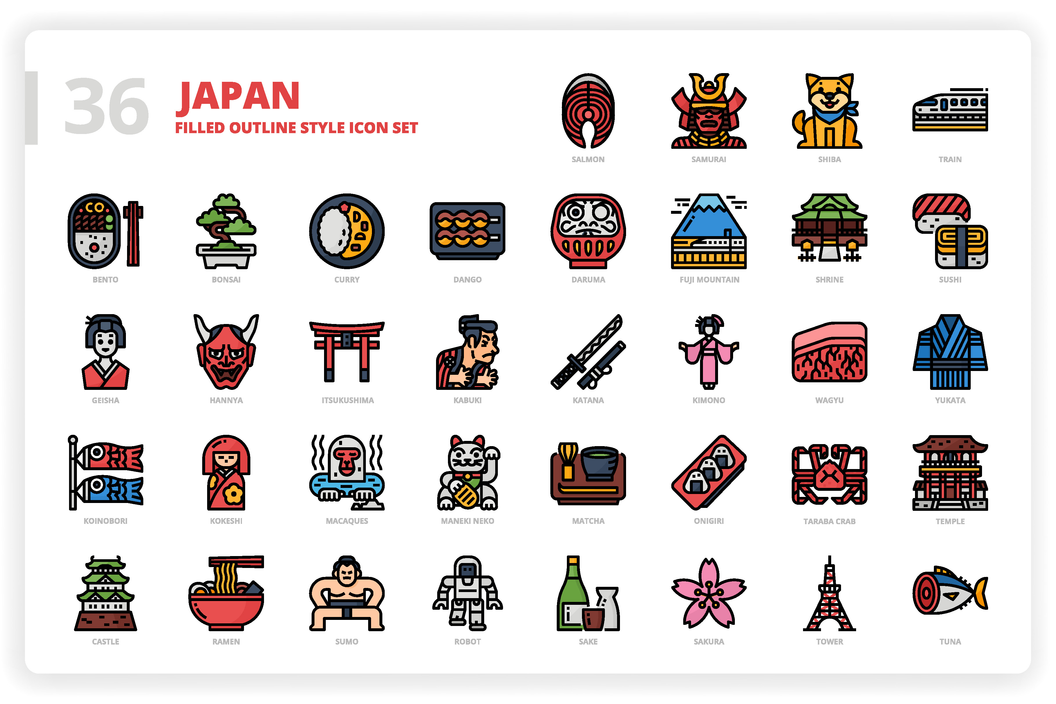 36 Japan Icons x 3 Style, an Icon by monkik