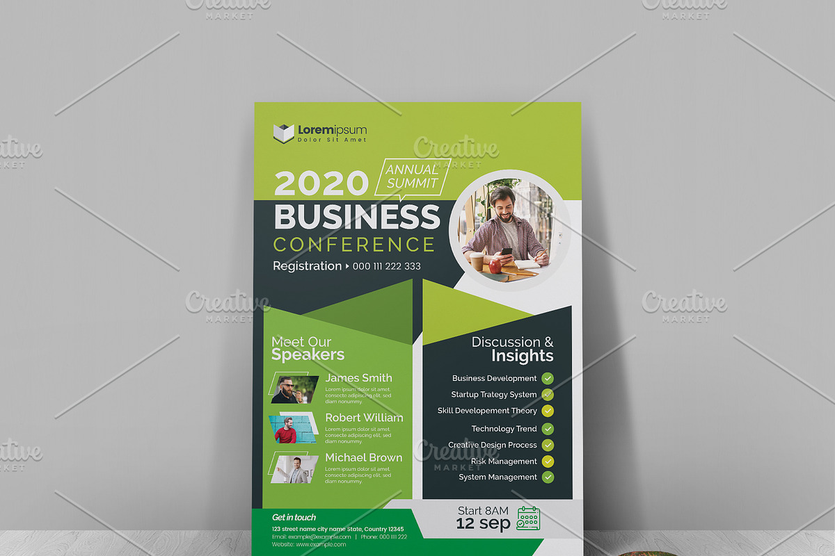 Green Conference Flyer, a Flyer Template by Cristal Pioneer