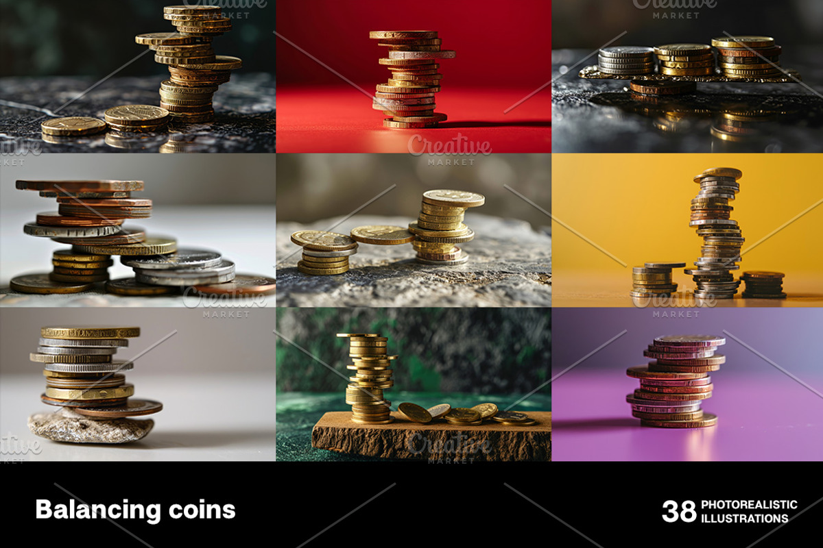 Balancing coins. Collection, a Business Photo by Handmadefont ...