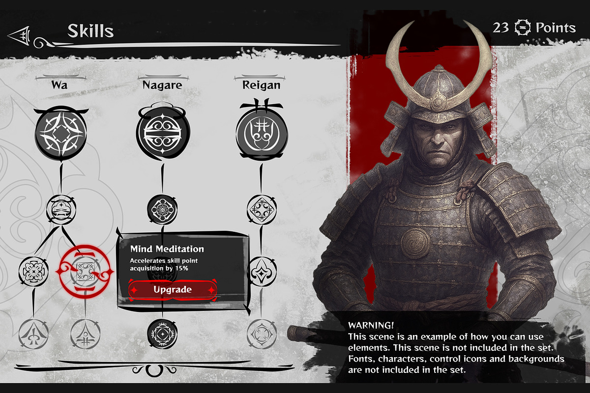 Fantasy Asia UI Set, an Object Illustration by Olga Ryzychenko