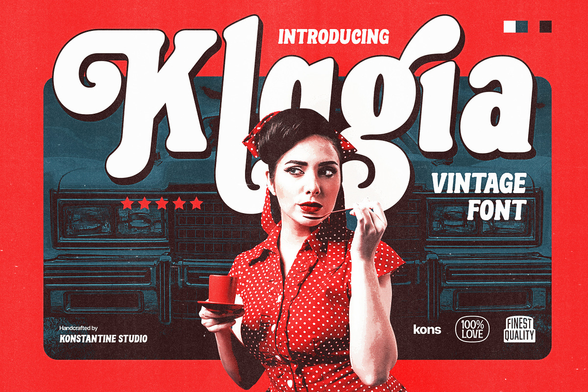 Klagia - Vintage Retro Pop Fonts, a Font by Konstantine Studio