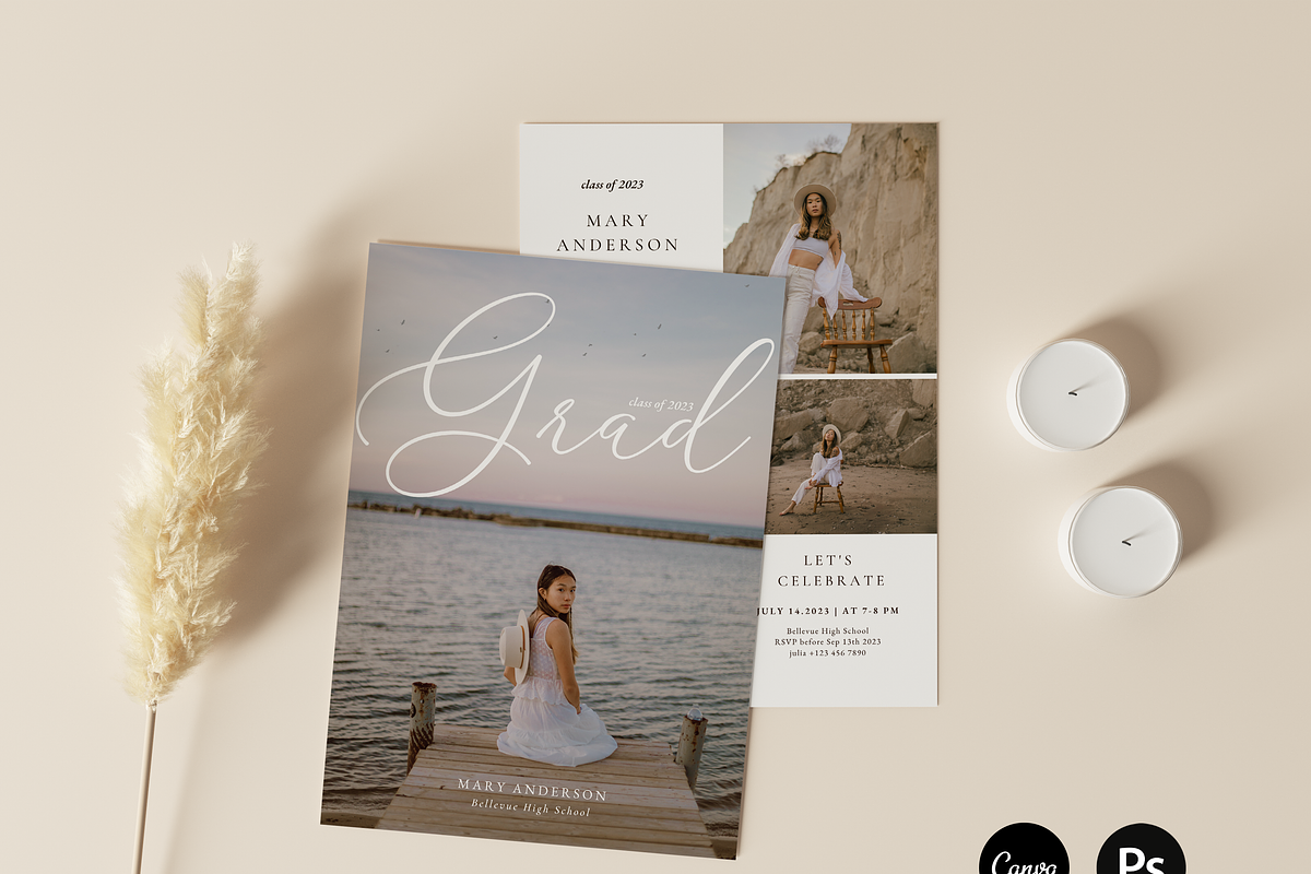 Graduation Card PSD Canva G379, a Card Template by Salsal Design