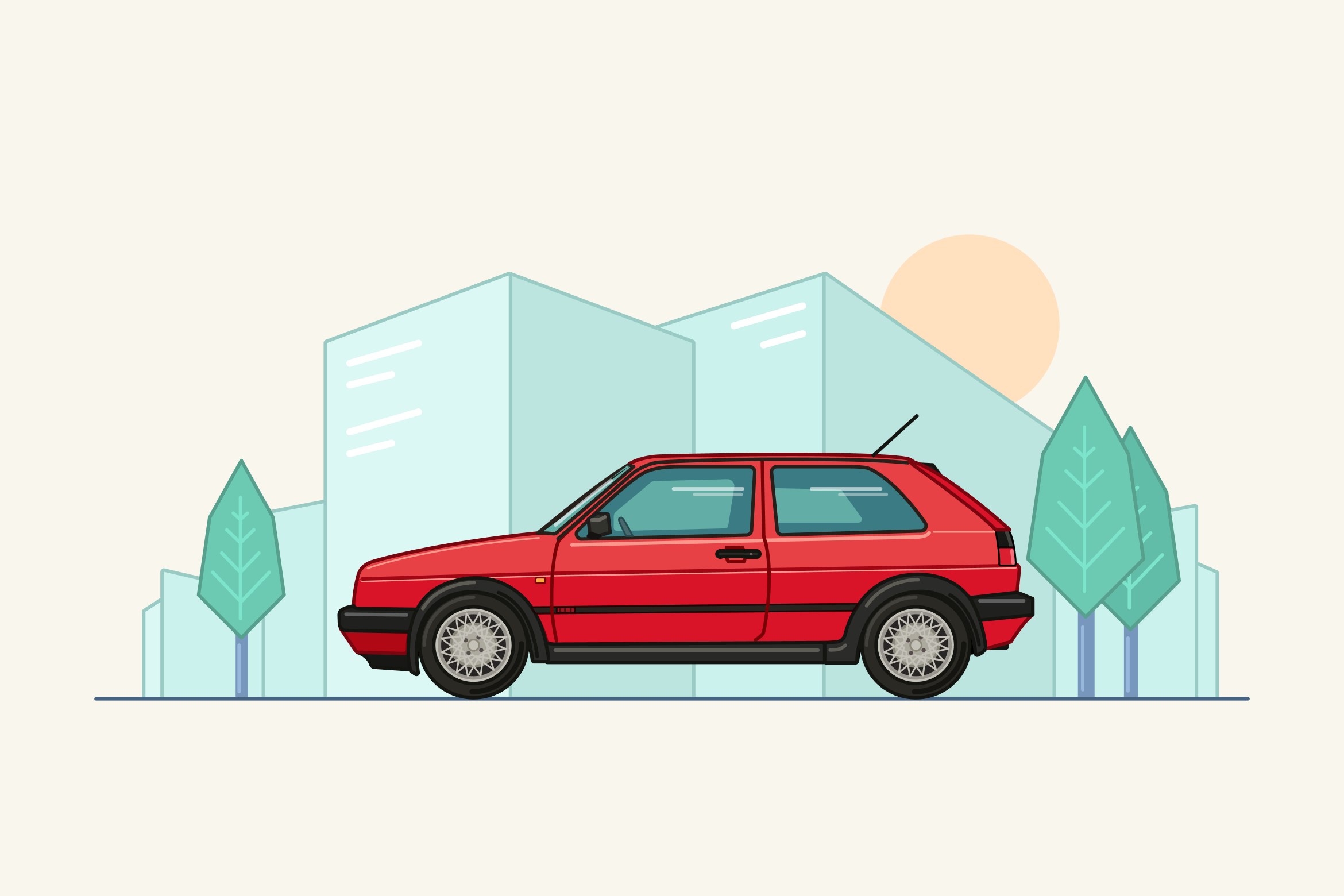 Volkswagen Golf MK2, an Illustration by Amazing Custom Icons