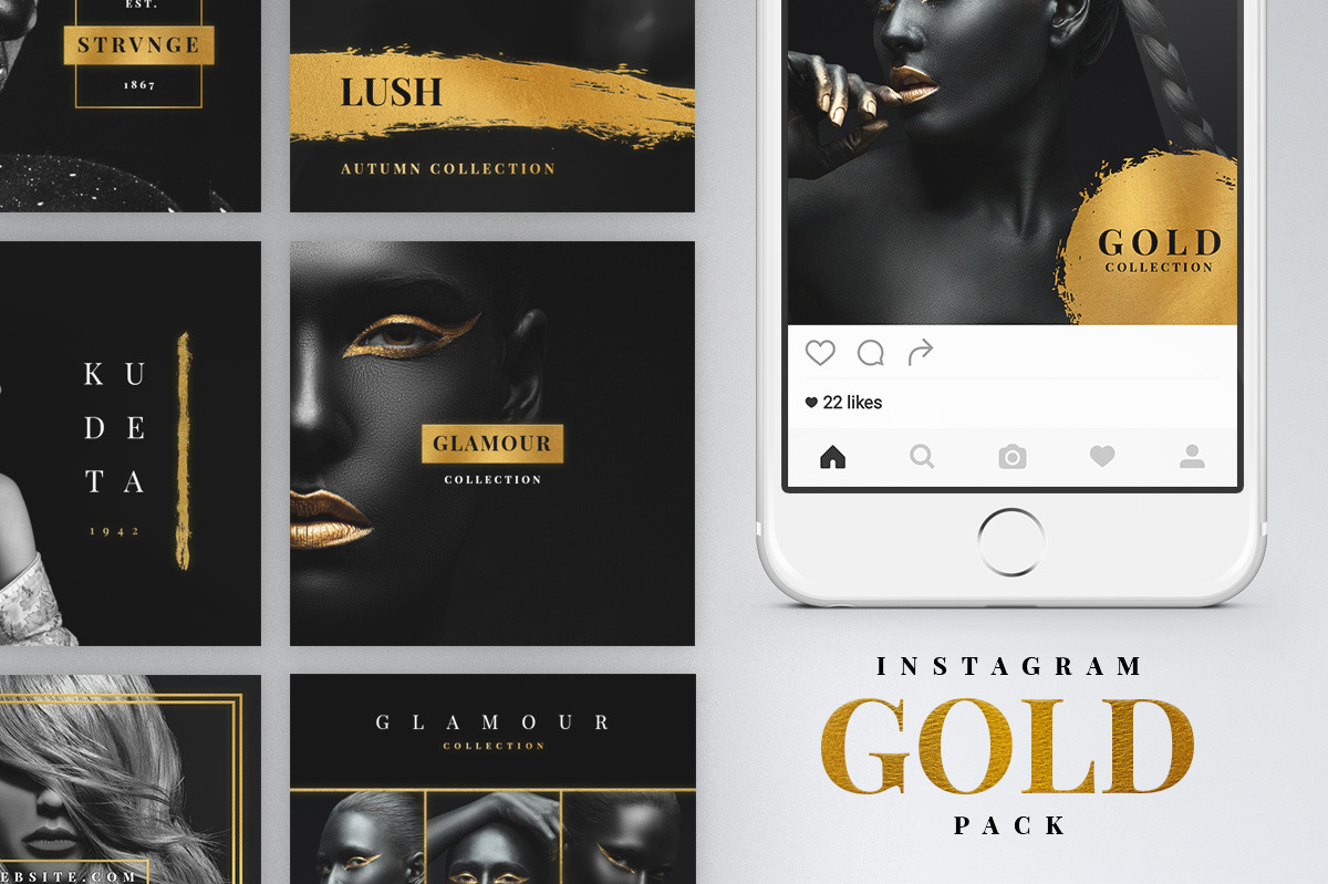 Instagram Gold Pack, a Social Media Template by Tugcu Design Co.