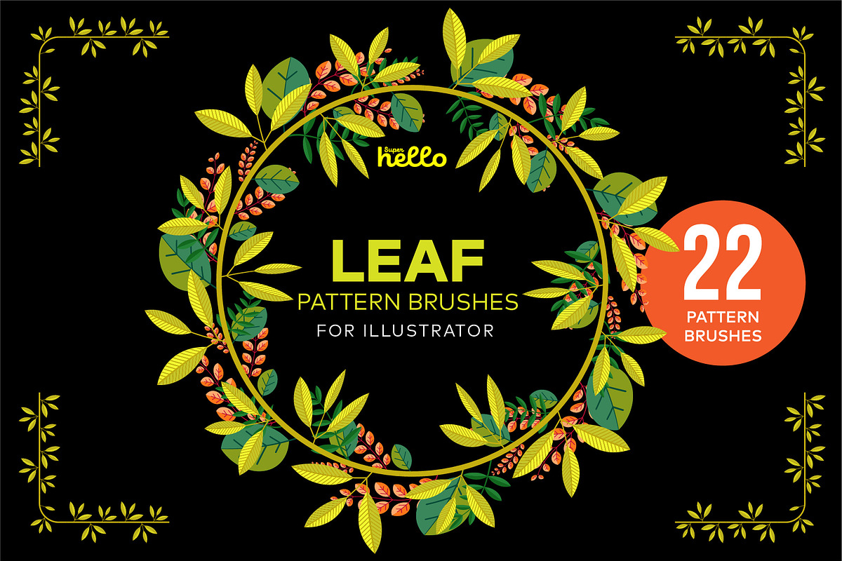 Leaf pattern brushes | illustrator, a Brush Add-On by Super Hello