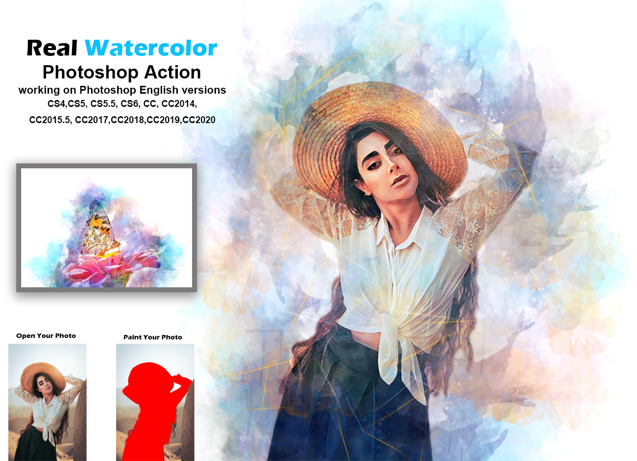 Real Watercolor Photoshop Action, an Action Add-On by Studio Retouch
