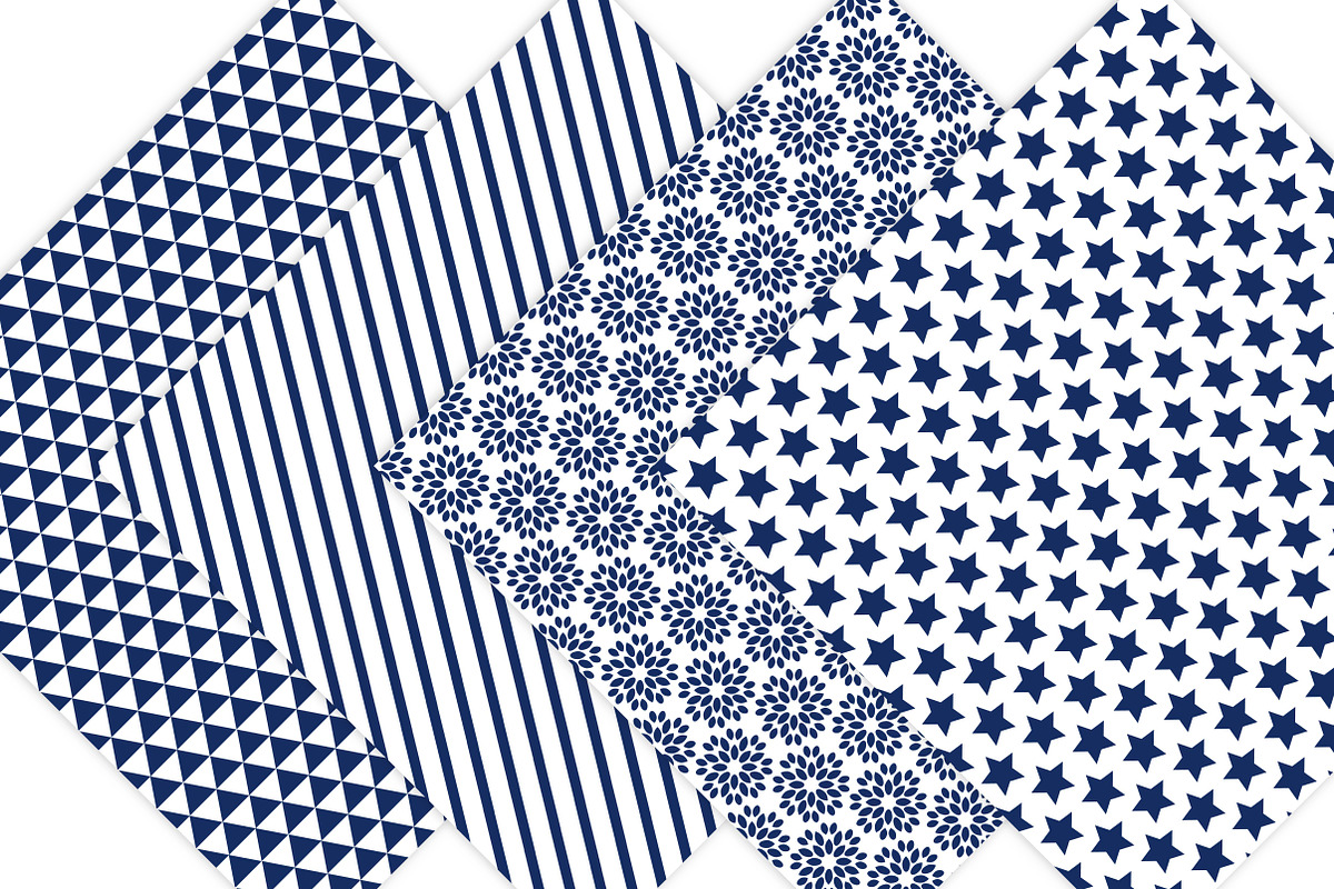 Navy Blue Digital Paper, a Pattern Graphic by Leska's Digitals