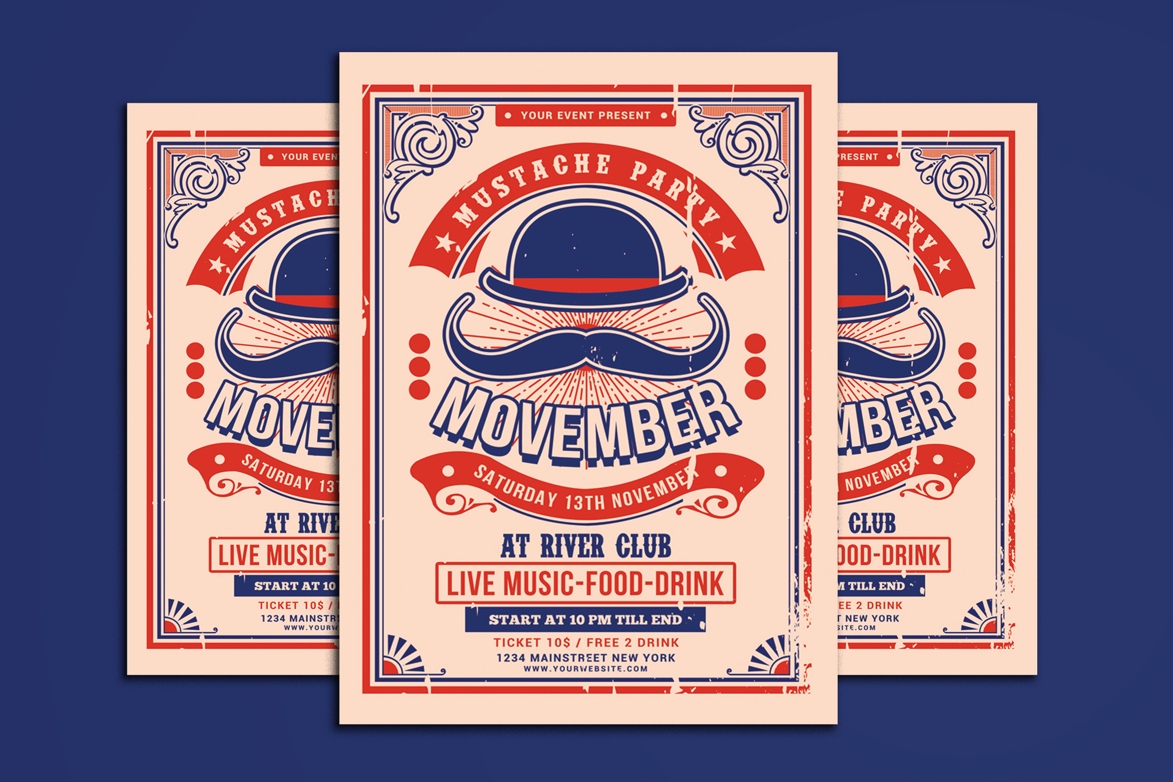 Movember Moustache Party Flyer, a Flyer Template by Muhamad Iqbal hidayat