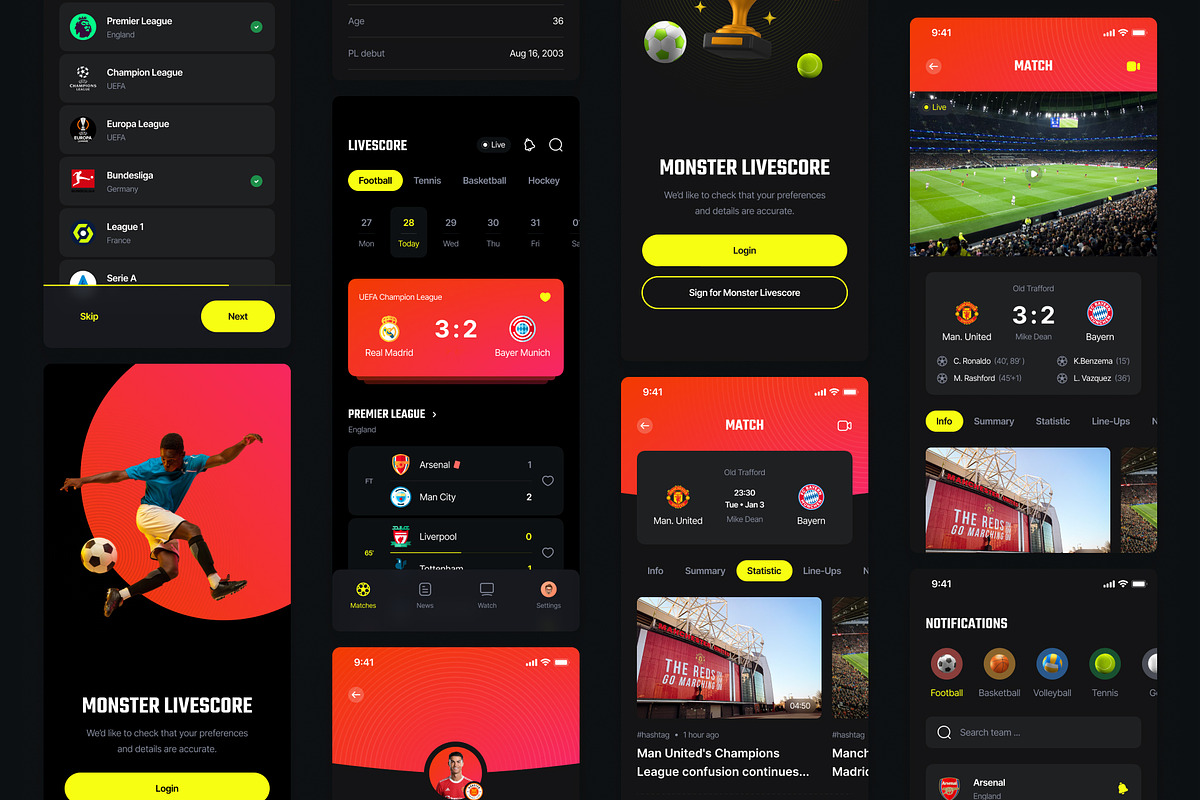 livescore sport app ui kit