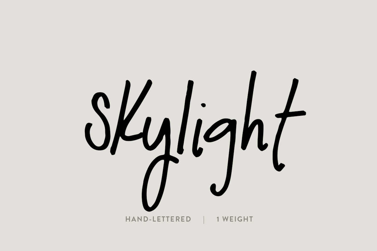 Skylight: A Hand-Lettered Font, a Script Font by Britt Fabello