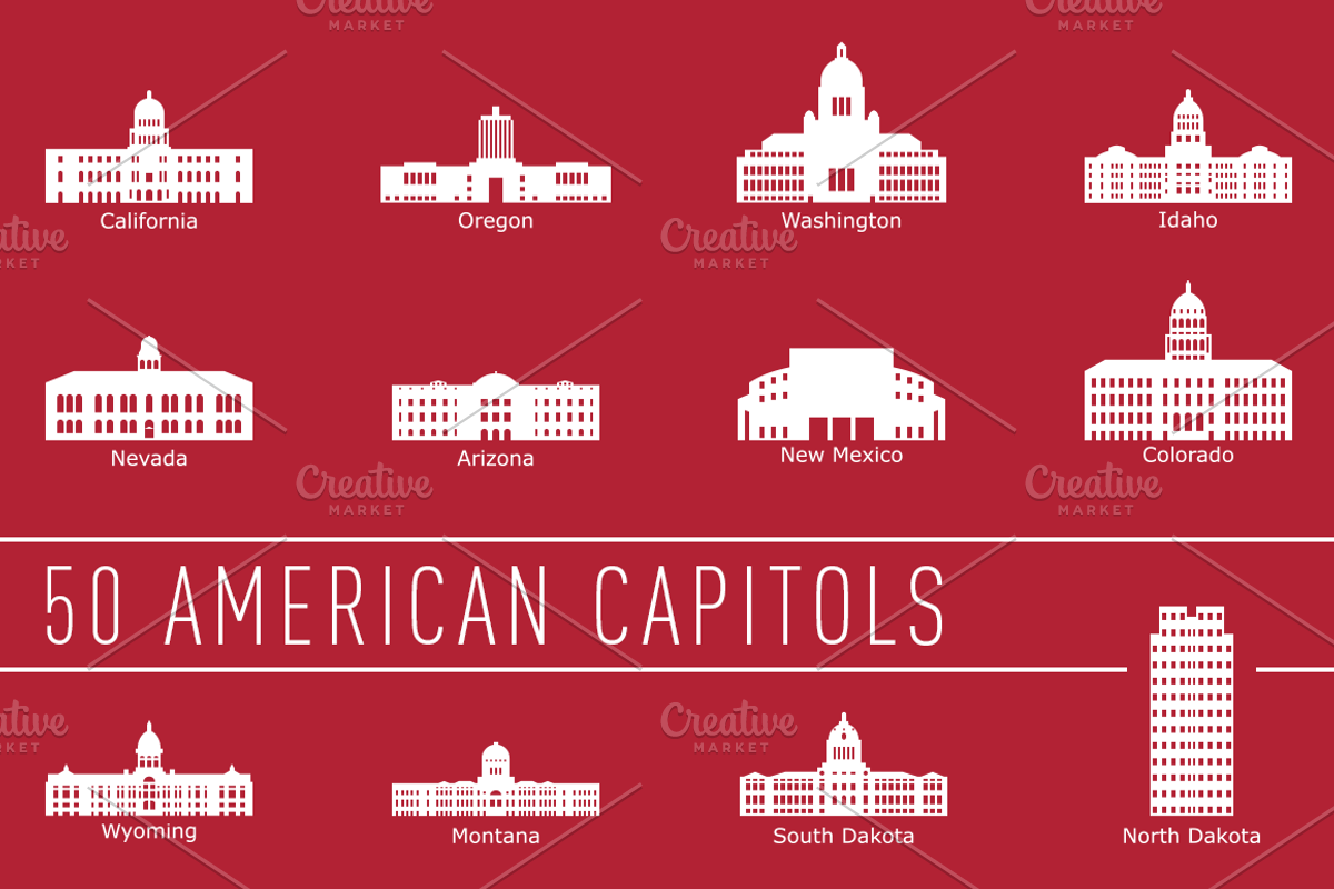 US State Capitol Buildings, an Illustration by Jozsef Balazs-Hegedus