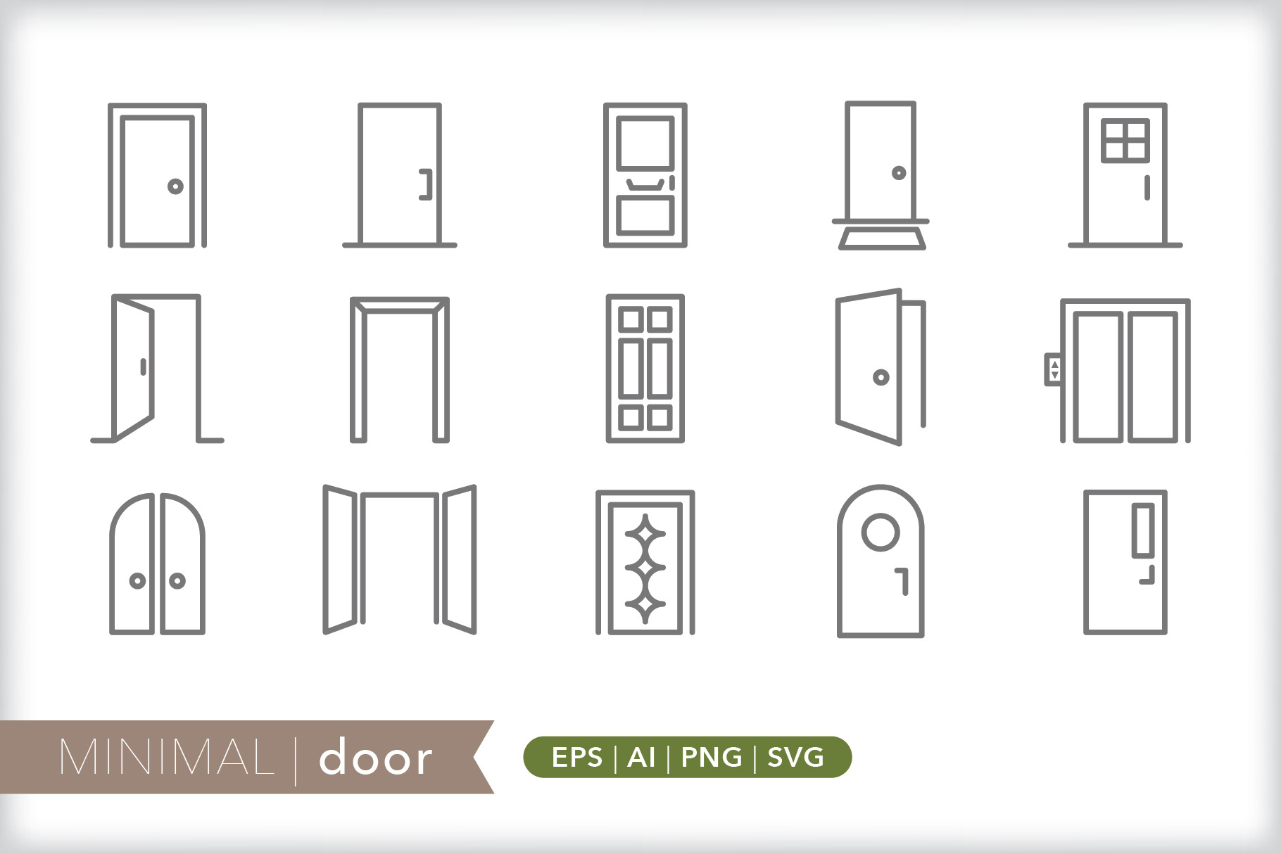 Minimal door icons, an Outline Icon by Picture Window | Creative Market