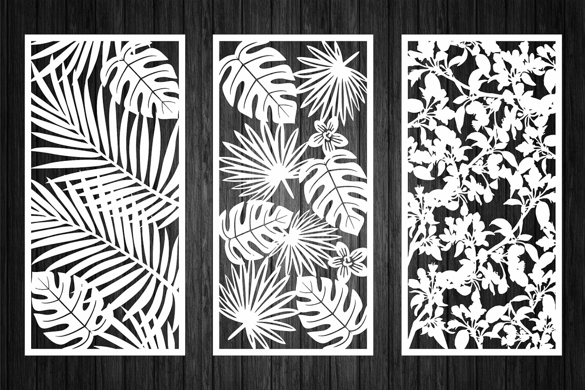 Tropical leaves decorative panels, a Graphic by CncCutModel