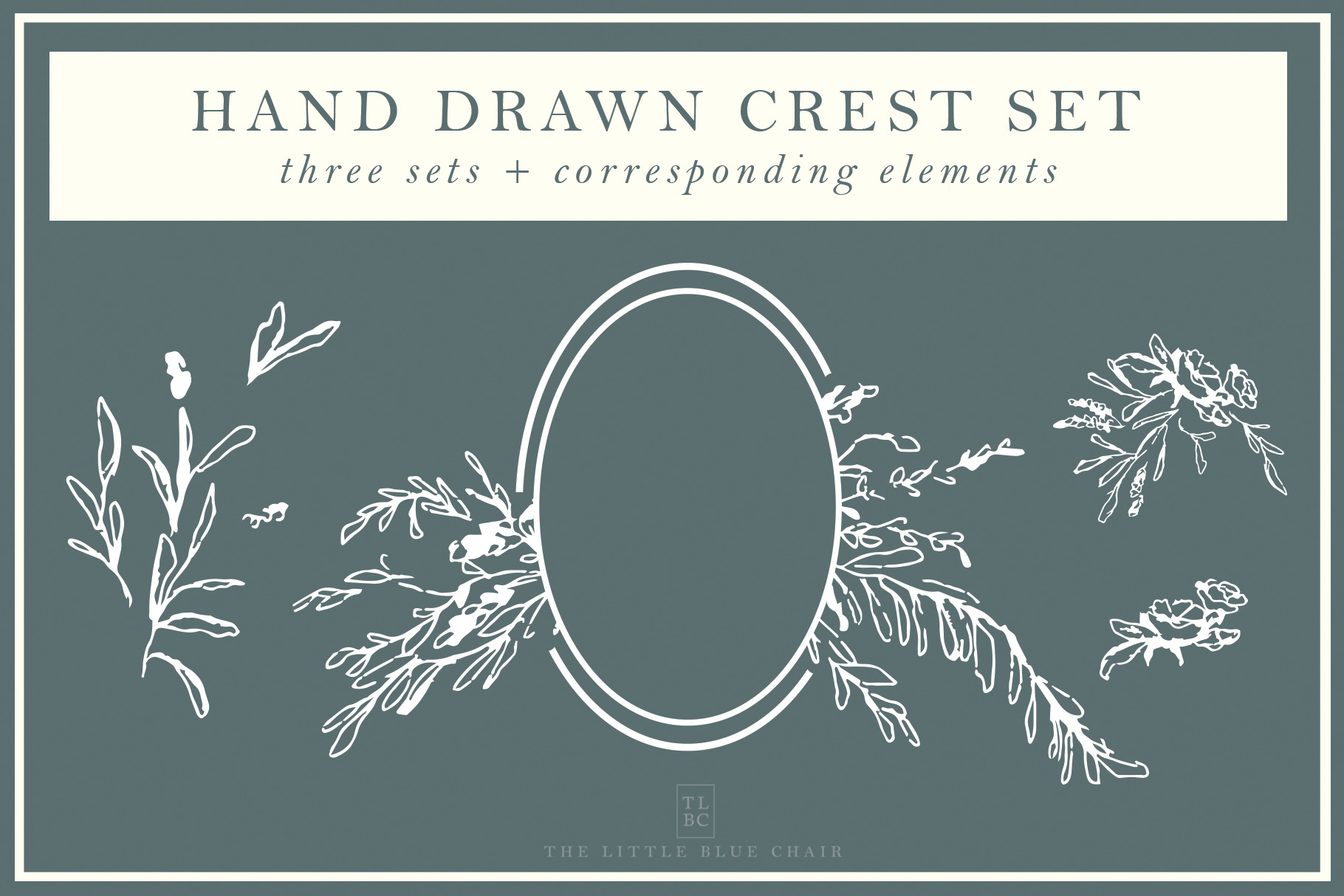 Hand Drawn Crest Illustration Set, an Illustration by The Little Blue Chair