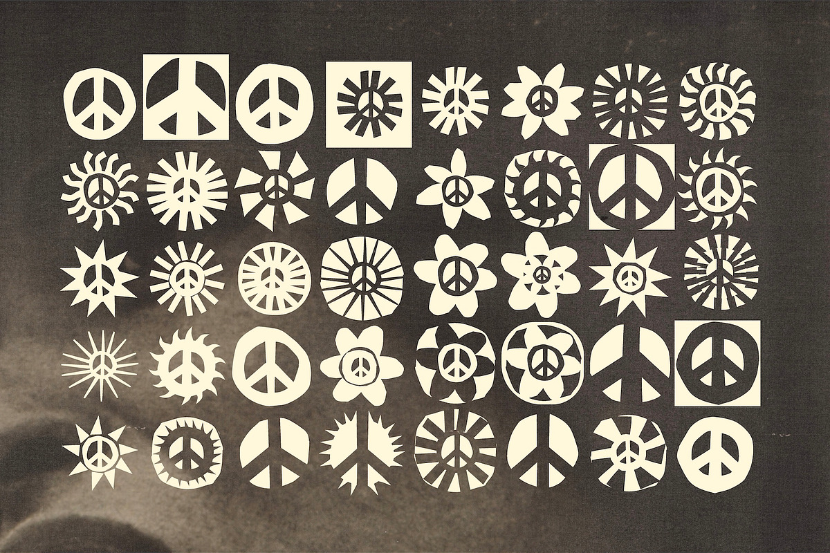 Peace Pieces – 40 Hand-Cut Peace Icons