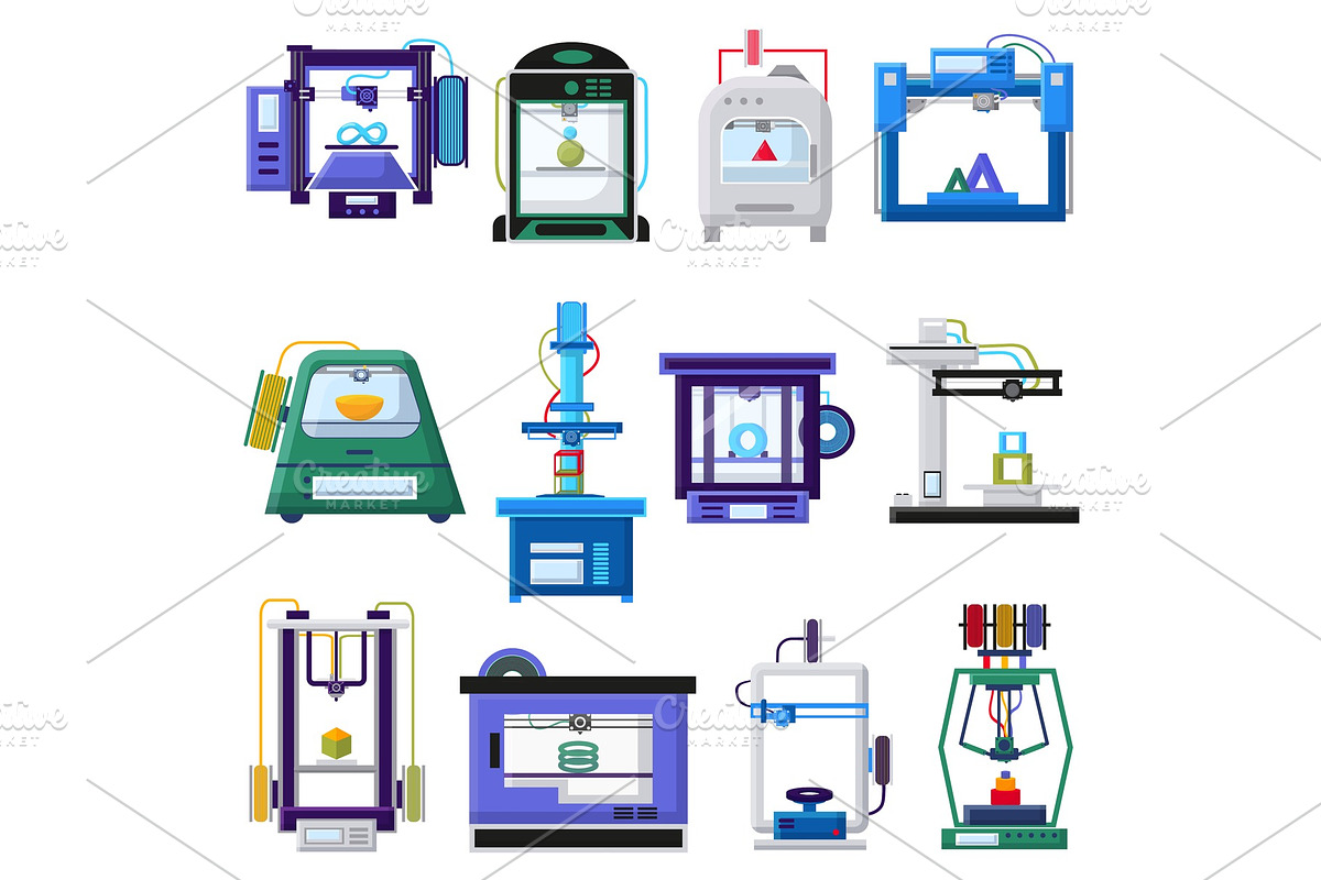 3d printers and layout rapid, an Education Illustration by KitVector ...