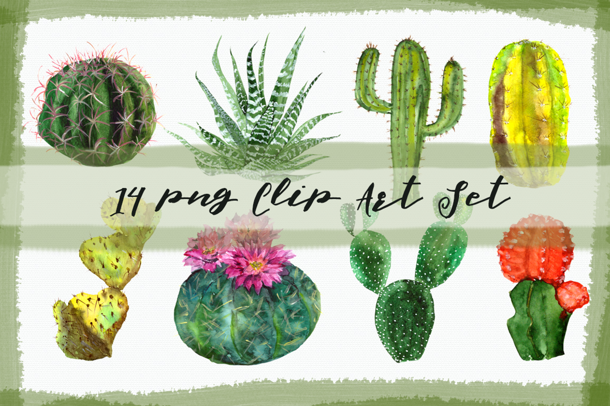 Watercolor Cactuses Clip Art Set, an Object Graphic by Tati Bordiu