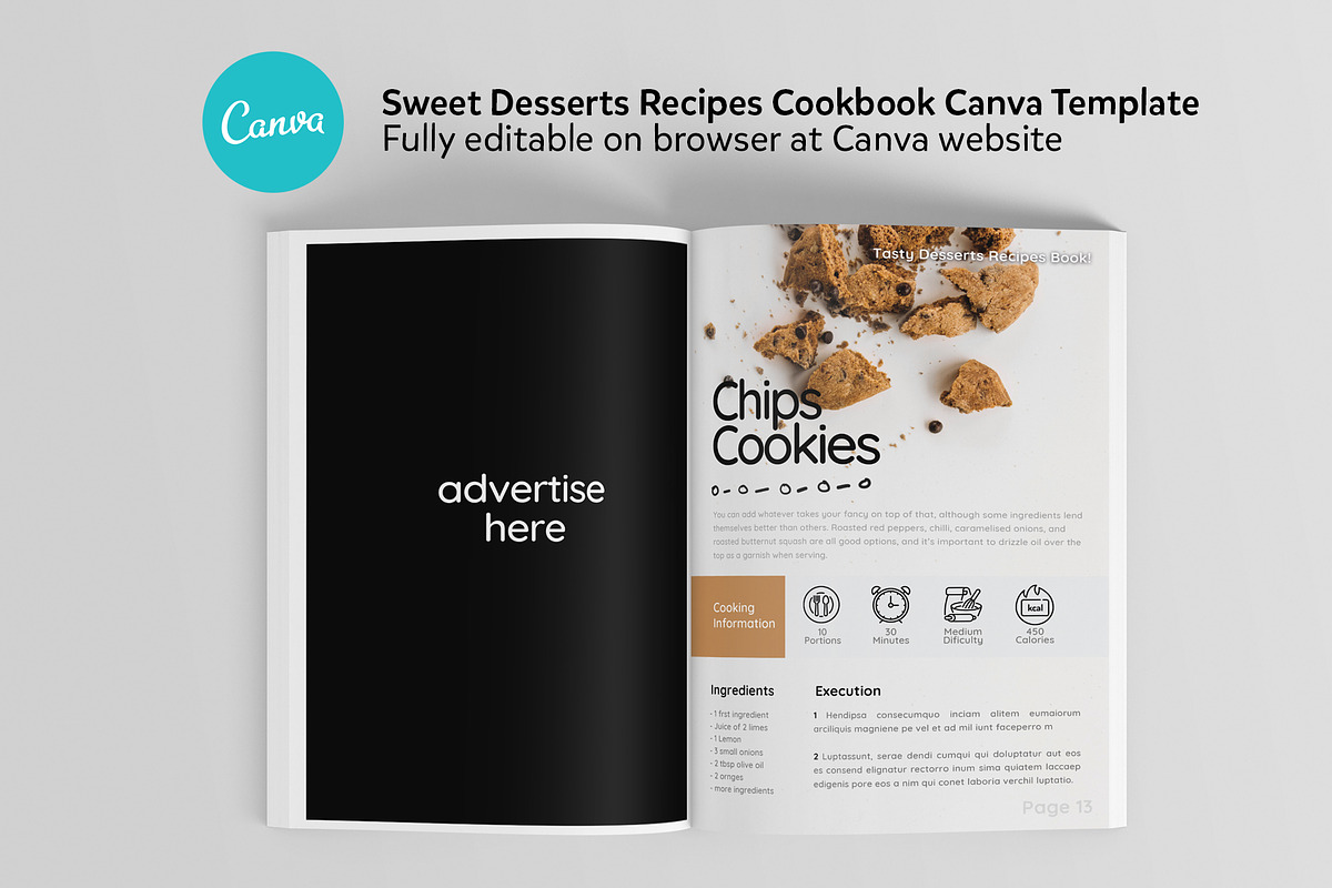 Canva Desserts CookBook Template, a Magazine Template by DeLaGranSiete