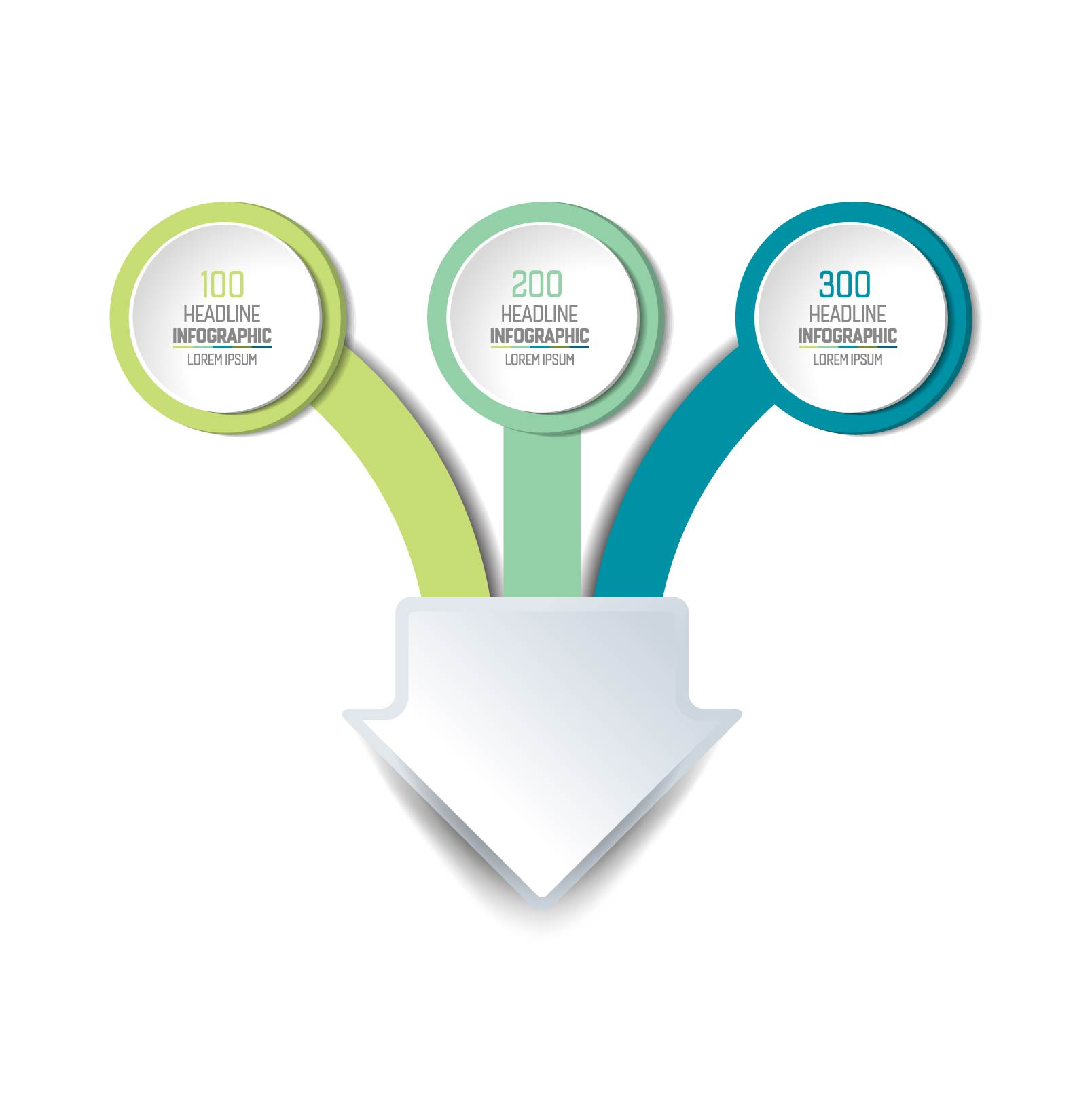 Three arrows merging into one point, a Work Illustration by VectorAN