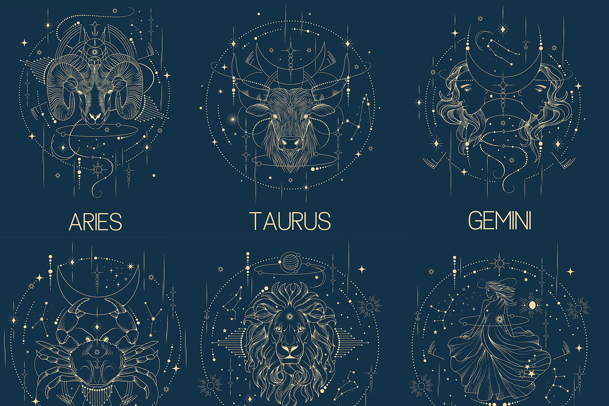 Zodiac signs line art + Procreate, a Decorative Illustration by Skliarova