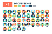 45 Flat Professions Vector Icons, an Icon by Vectors Market