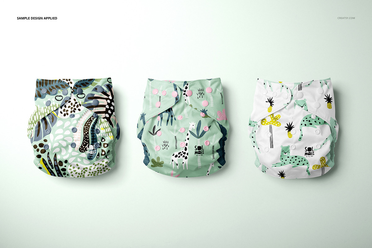 Reusable Cloth Diaper Mockup Set, a Product Mockup by creatsy5