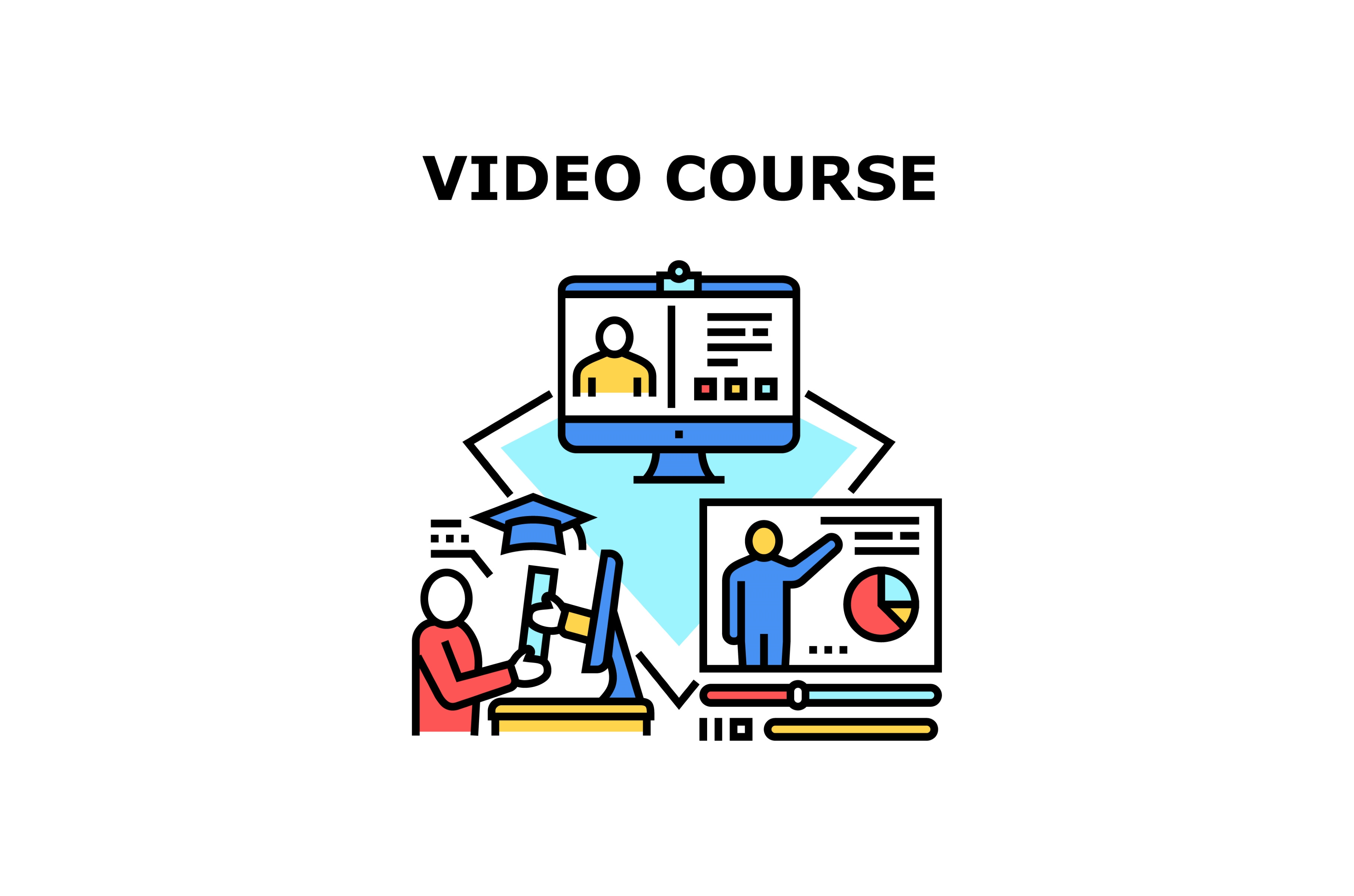 Video Course Vector Concept Color, an Education Illustration by pikepicture