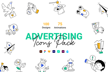 Watercolor Social Media Icons, an Icon by AM