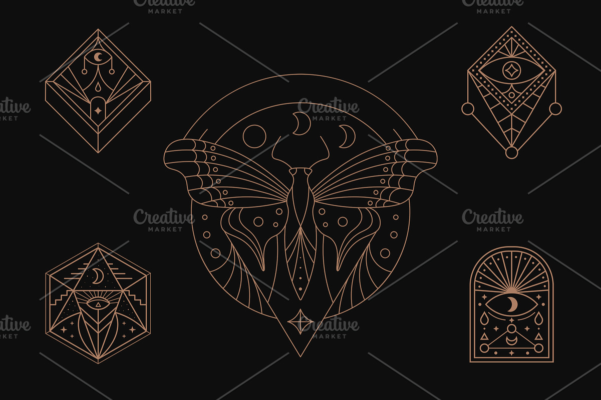 Mystic Symbols. Logo Design kit., a Branding & Logo Template by Noires