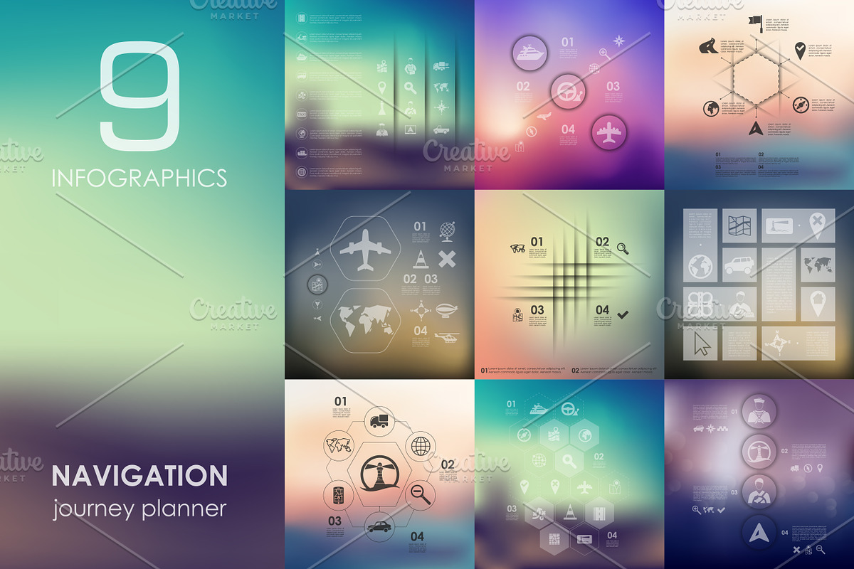 9 navigation infographics, a Presentation Template by Palau