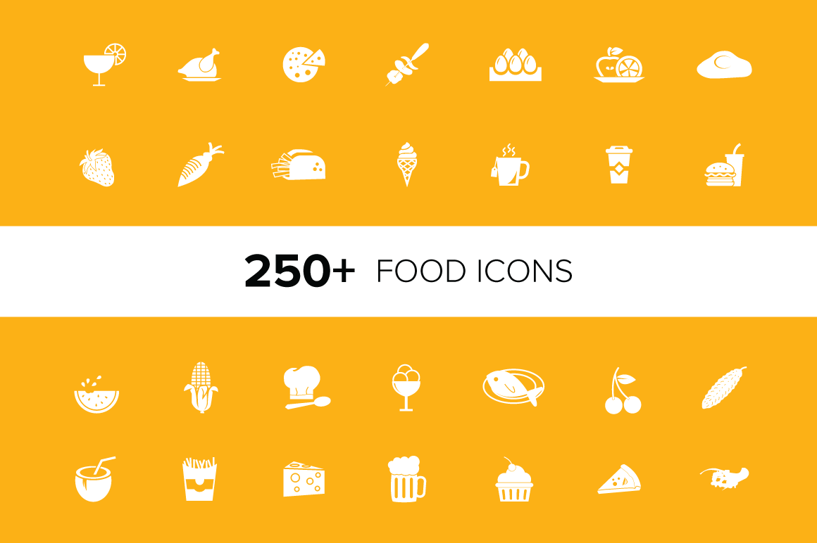 250+ Food Vector Icons Pack, an Icon by Creative Stall