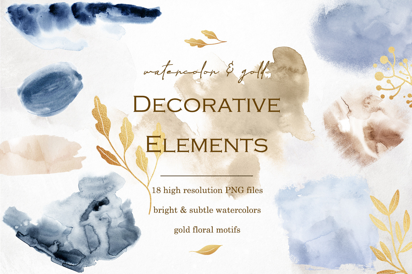 18 Watercolor decorative elements, an Object Graphic by PixelJungle