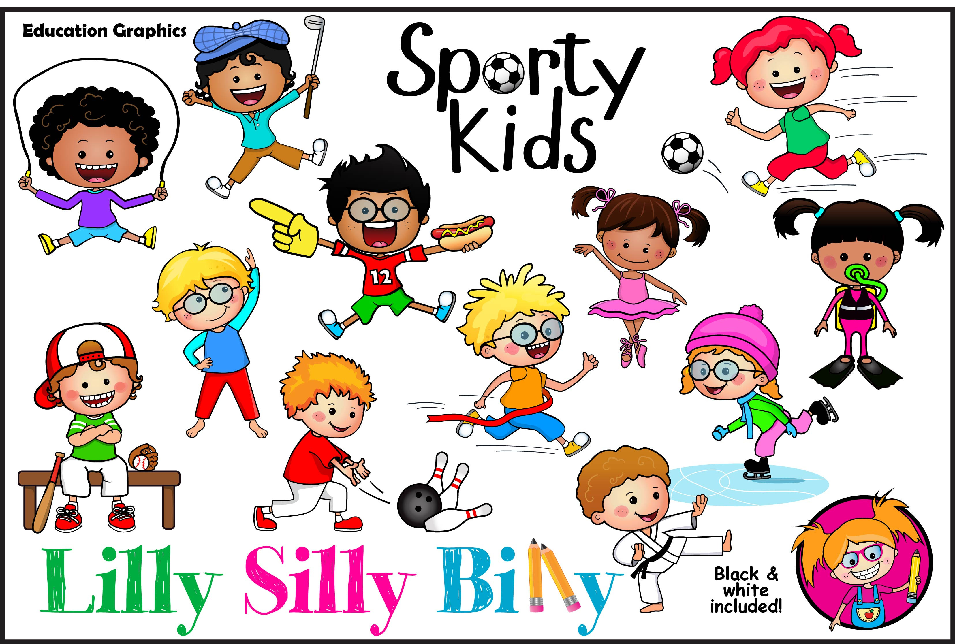 Sporty Kids - Clipart Illustrations | Creative Market