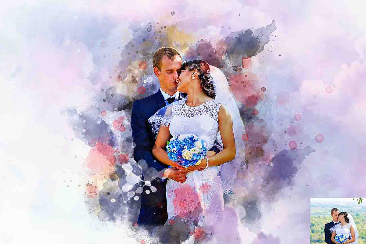 Wedding Watercolor Art PS Action, an Action Add-On by Studio Retouch ...