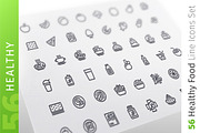 Healthy Food Line Icons Set, an Outline Icon by Voysla's Shop ...