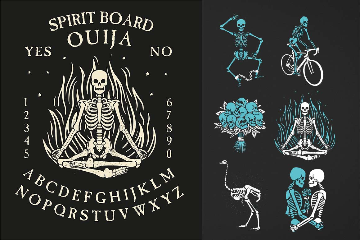 Skeletons` Logos Collection #3 | Illustrations ~ Creative Market