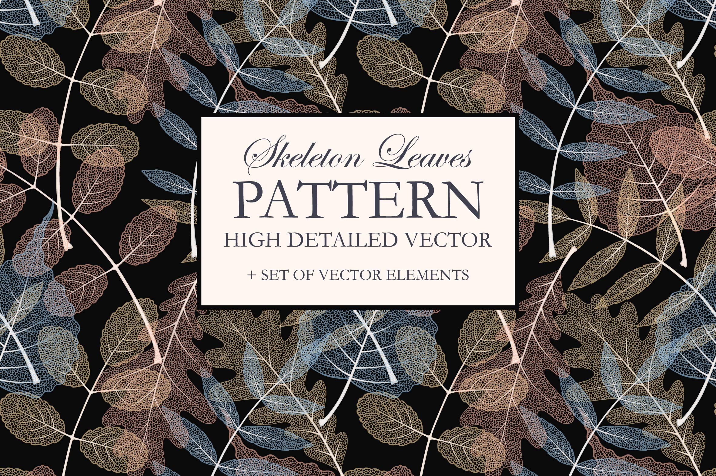 Skeleton Leaves Pattern, a Pattern Graphic by GreyLilac