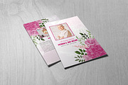 Pink flower funeral program template
